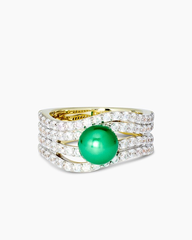 Pfeffinger Silberring 925 mit Muschelkernperle und Zirkonia